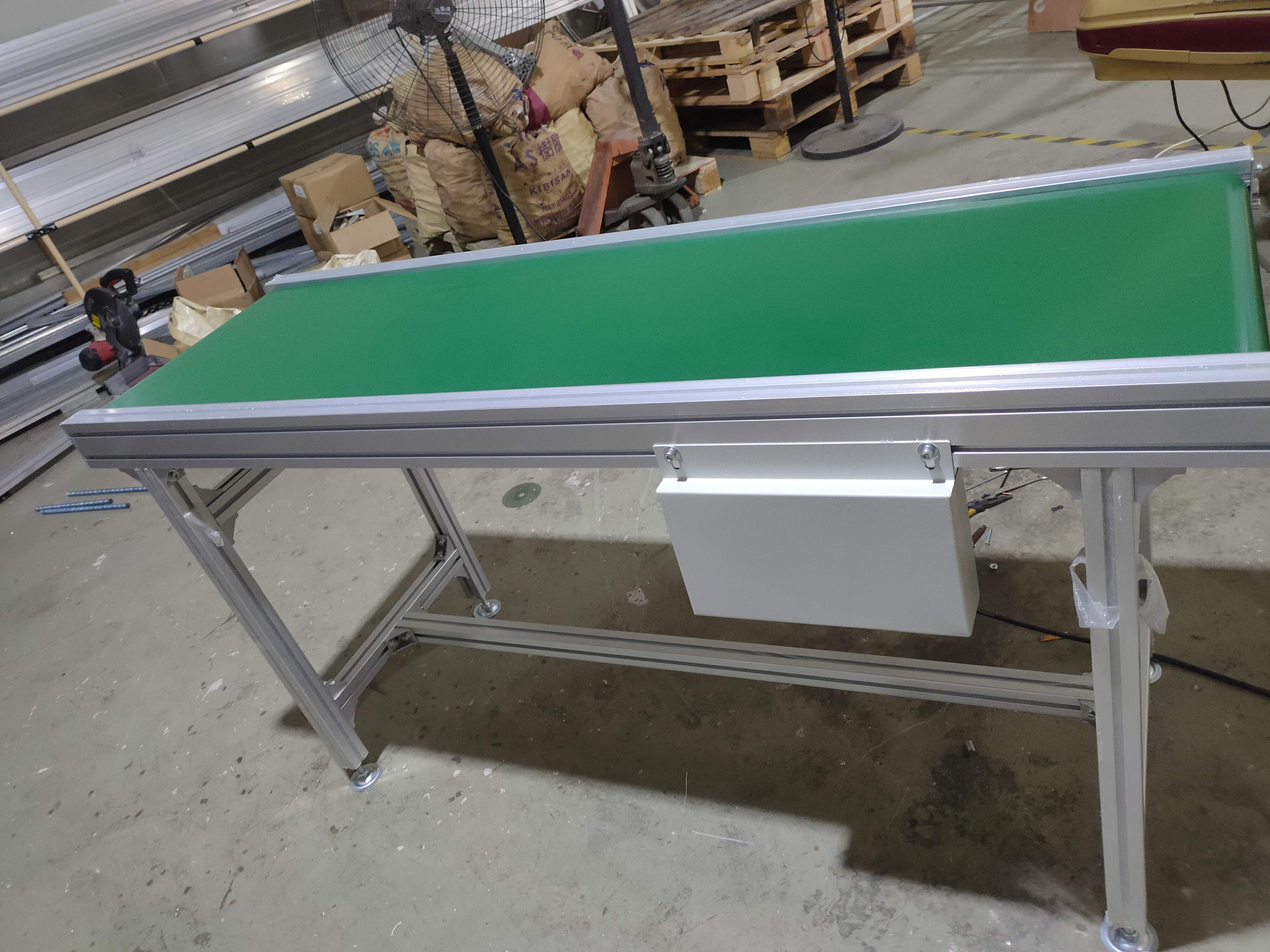 Adjustable speed control conveyor , 500x1000mm green PVC belt. – My Store
